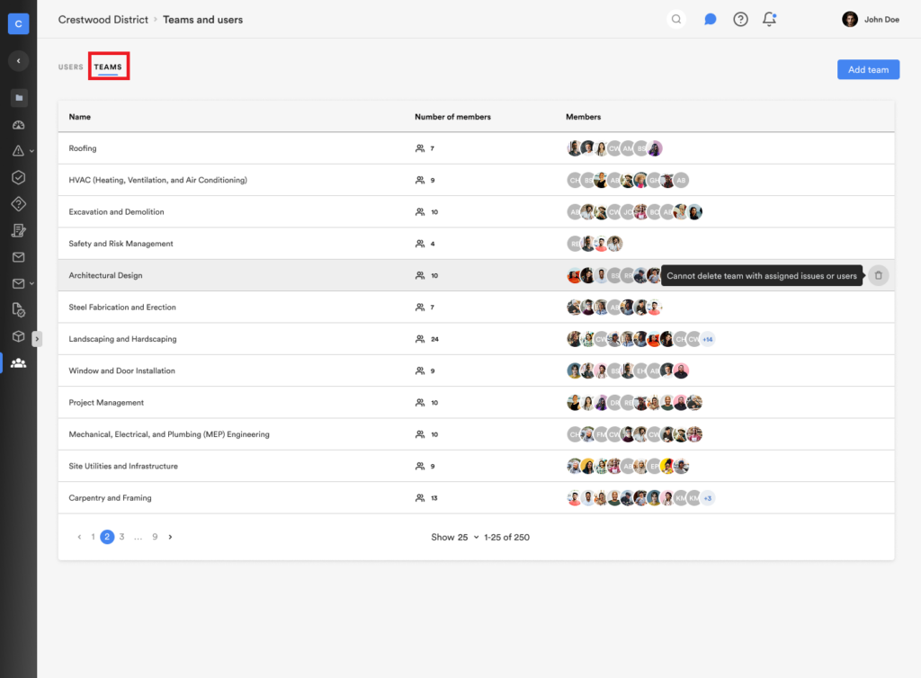 Teams and Users - Newforma Konekt Help